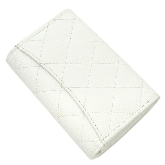 CHANEL | Bags | Chanel Coin Case Matelasse Classic Card White Bilfold ...